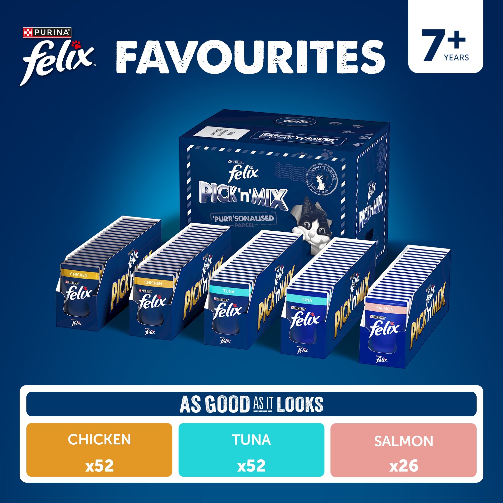 Felix Favourites Pre-Mixed Bundle Senior Wet Cat Food 130x85g | Purina ...