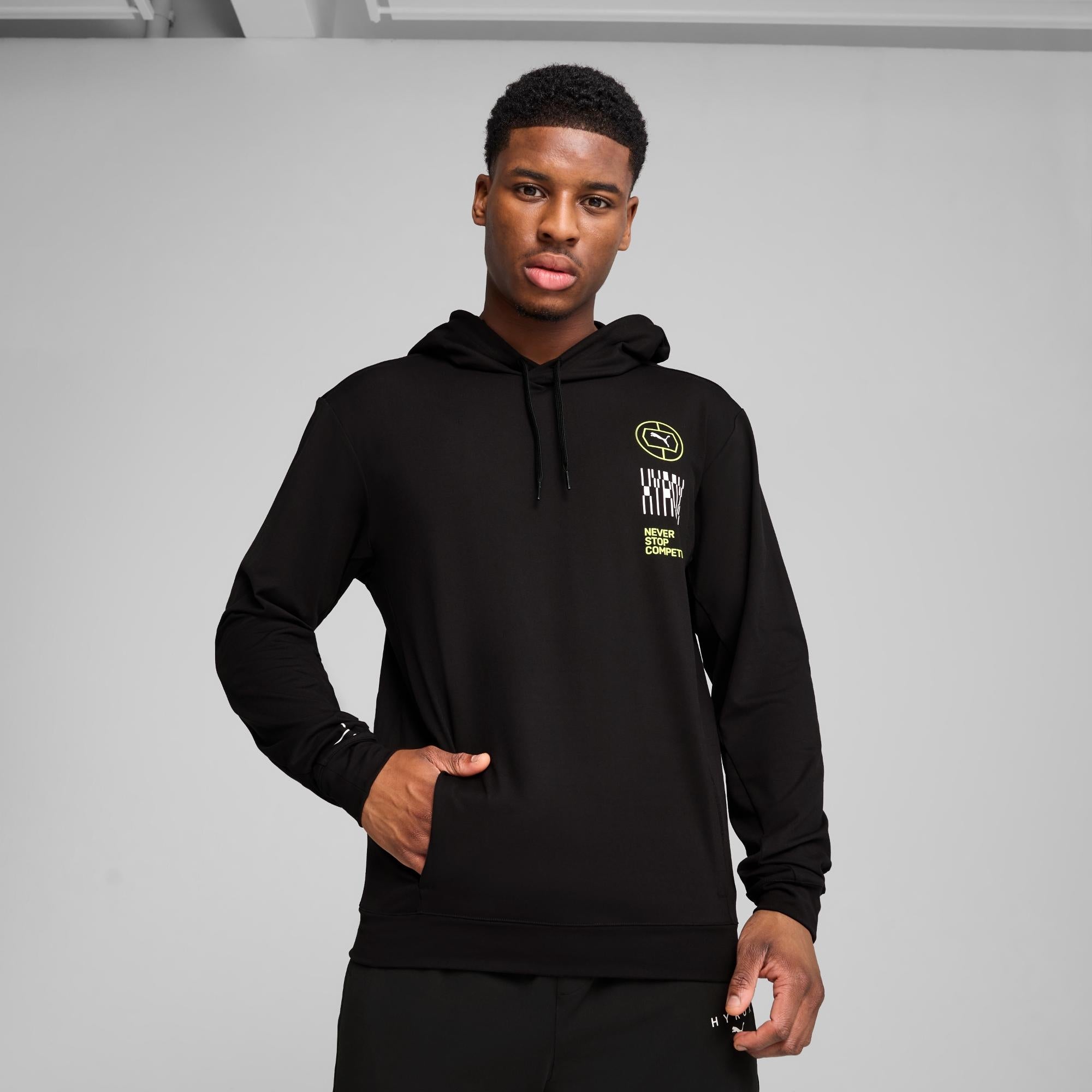 Mens PUMA x HYROX Cloudspun Hoodie - Black - L | HYROX Shop Official