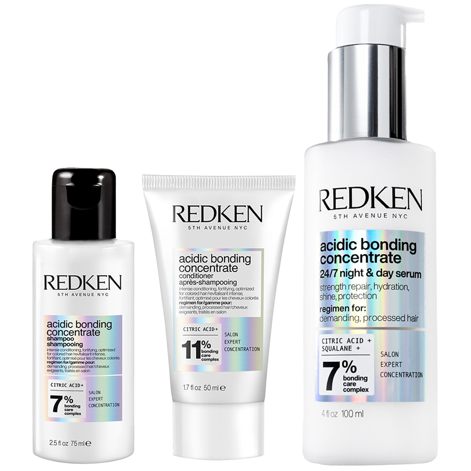 Redken Acidic Bonding Concentrate Shampoo 75ml, Conditioner 50ml and 24 ...