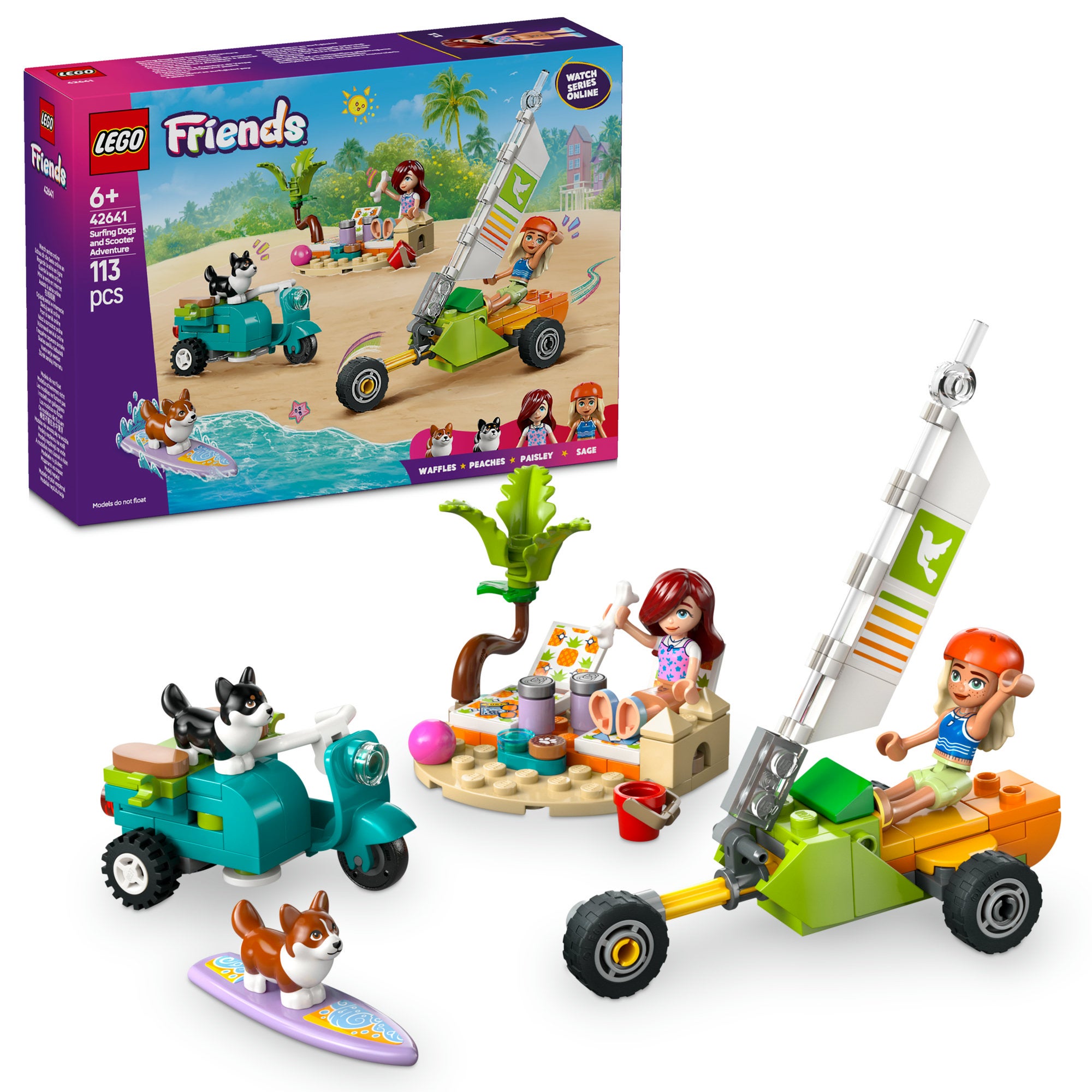 LEGO Friends Surfing Dogs and Scooter Adventure Set 42641 | Zavvi UK