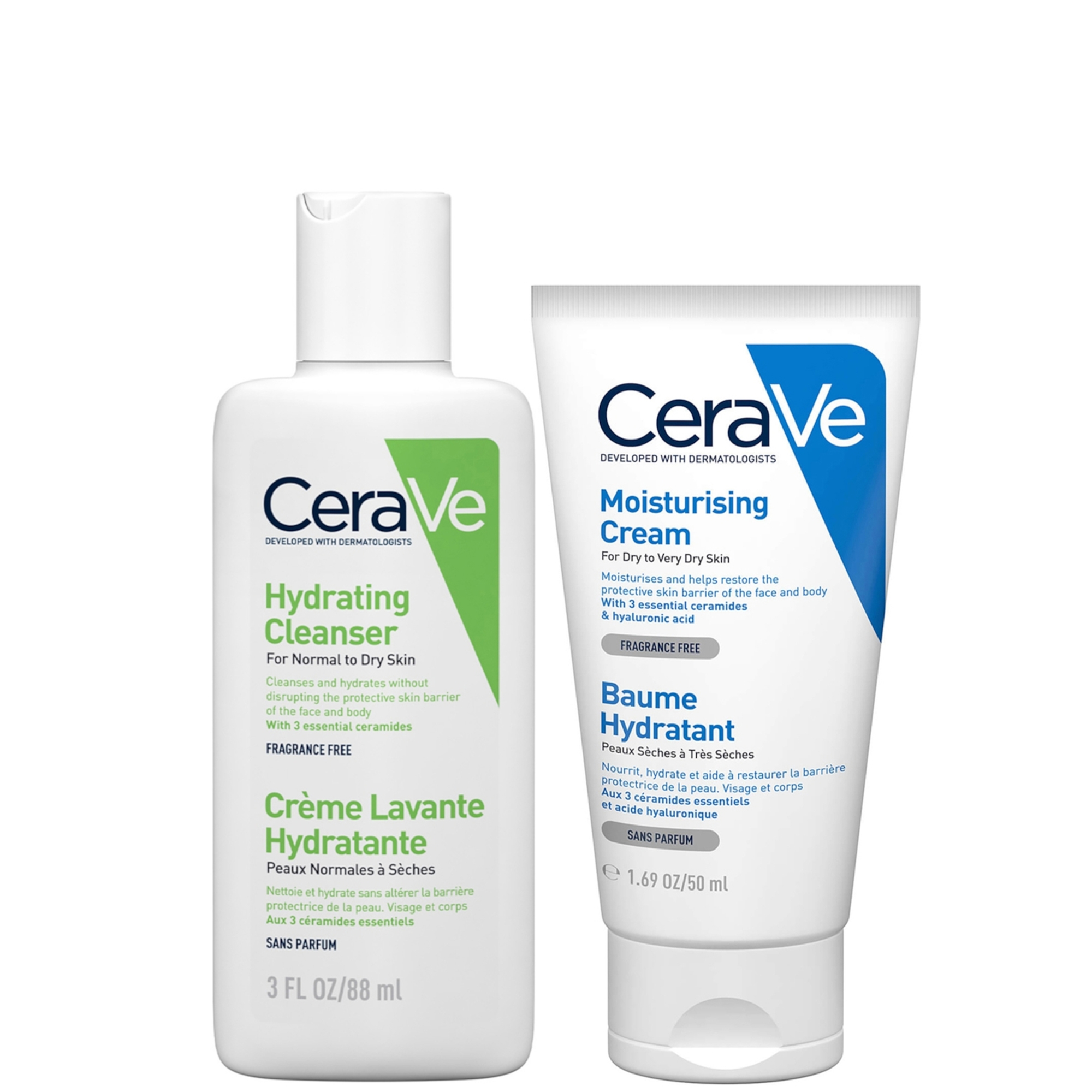CeraVe Travel Size Hydrating Cleanser & Moisturising Cream for Normal ...