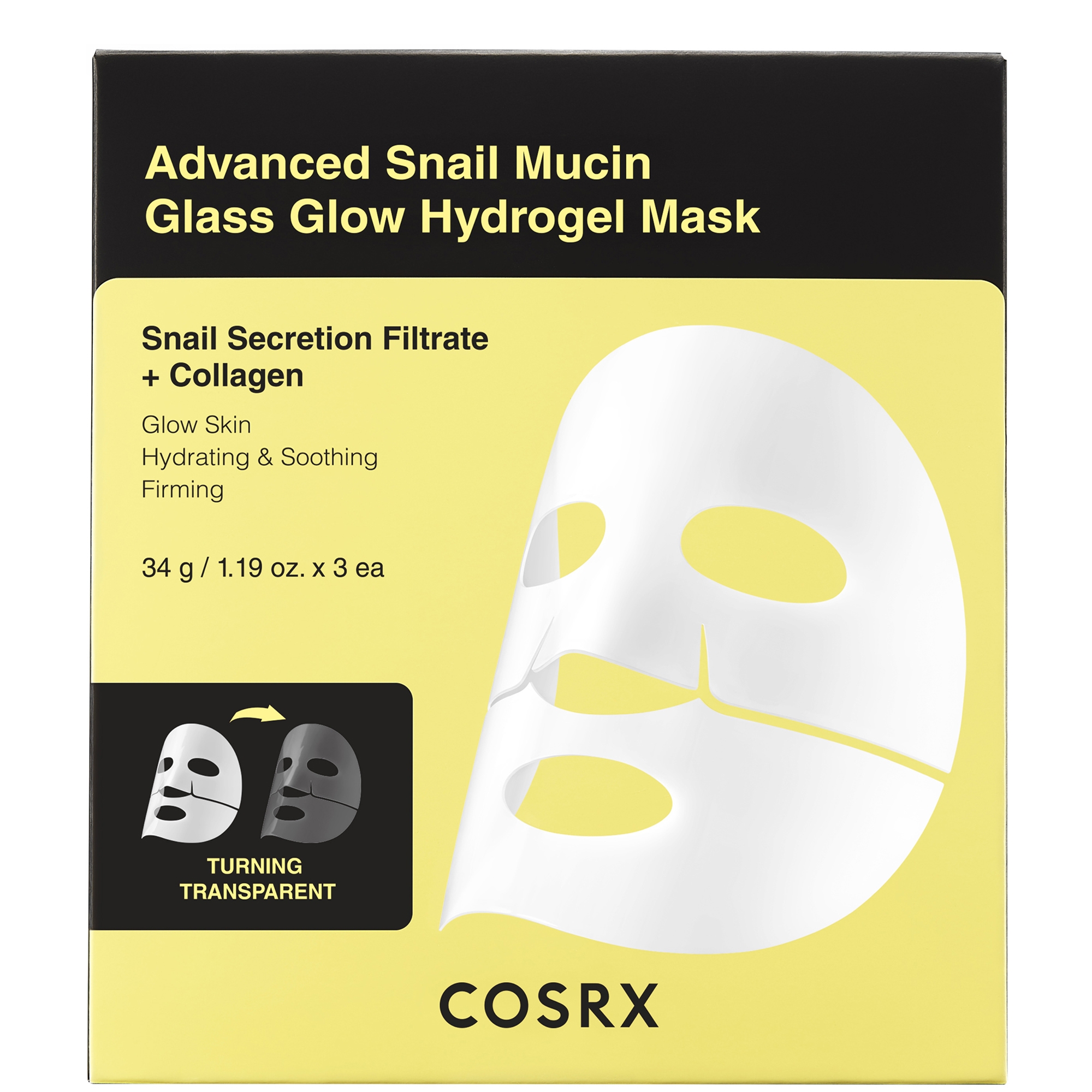 COSRX Advanced Snail Mucin Glass Glow Hydrogel Mask 3 sheets ...