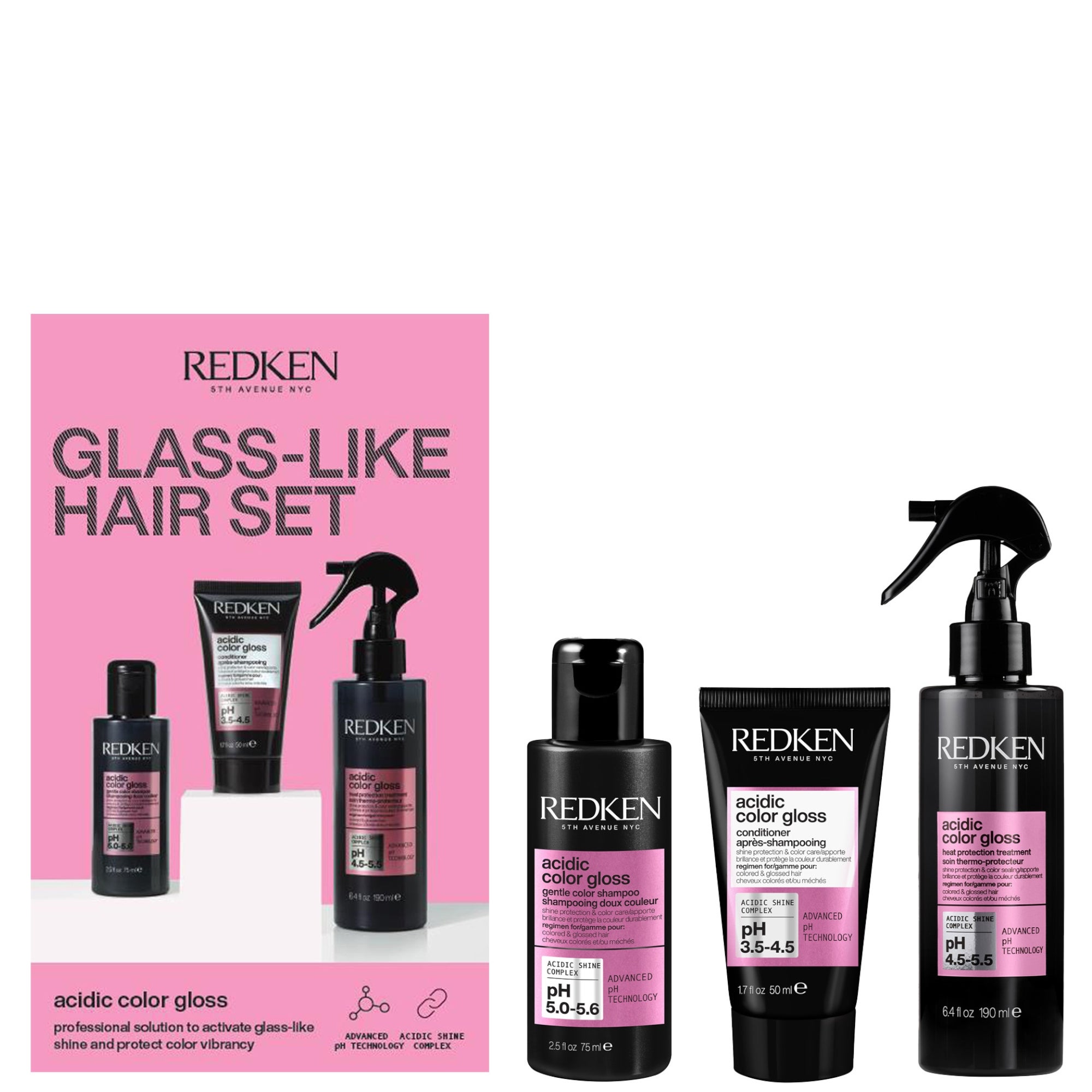 Redken Acidic Color Gloss Discovery Set, Heat Protection Hair Treatment ...