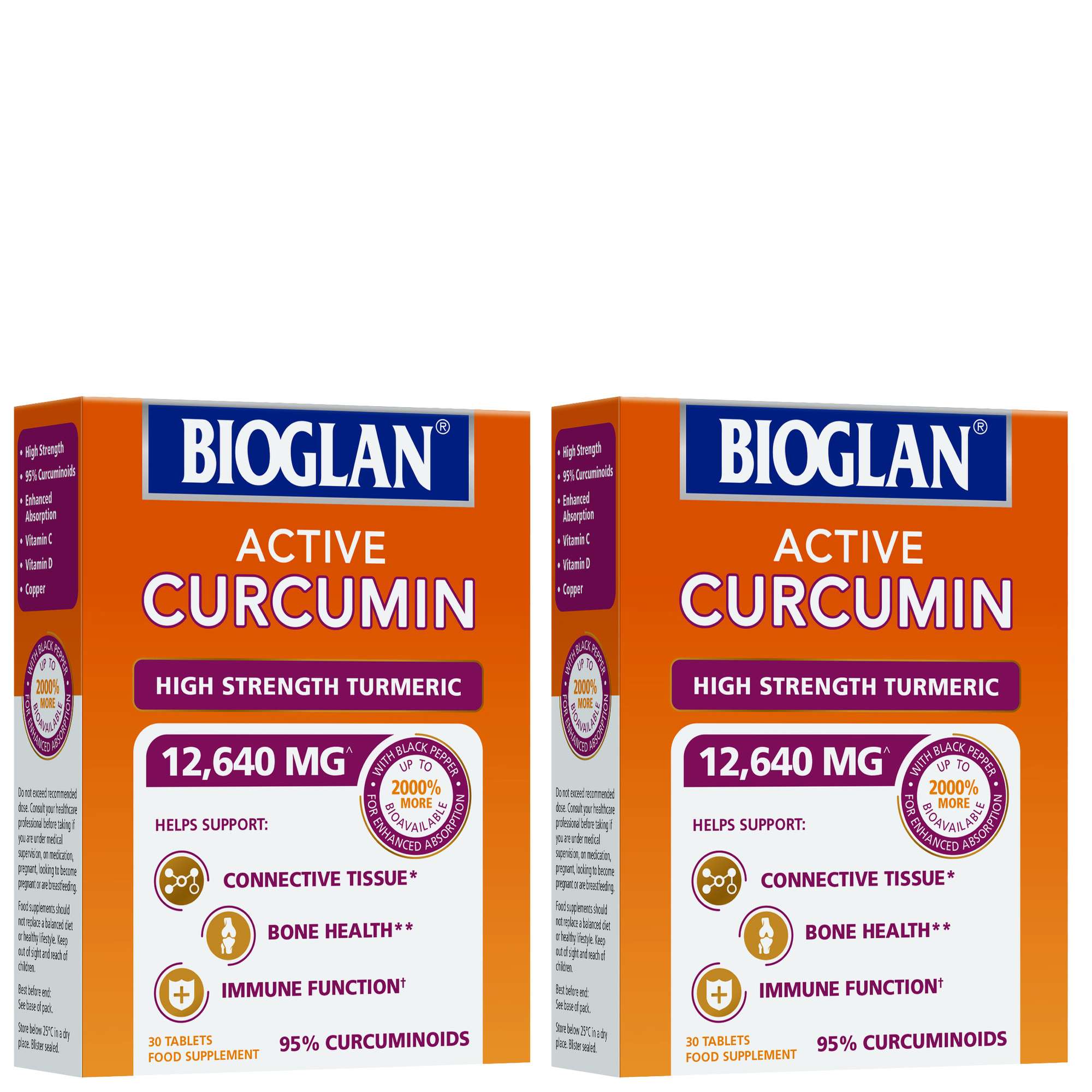 Bioglan Active Curcumin High Strength Turmeric 12,640 MG 2 x 30 Tablets ...