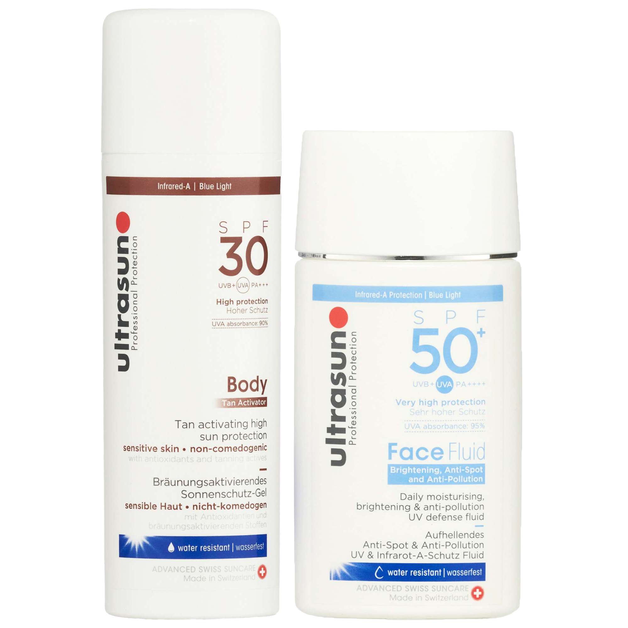 Ultrasun Duo: Tan Activator SPF30 150ml & Face Fluid: Brightening, Anti ...