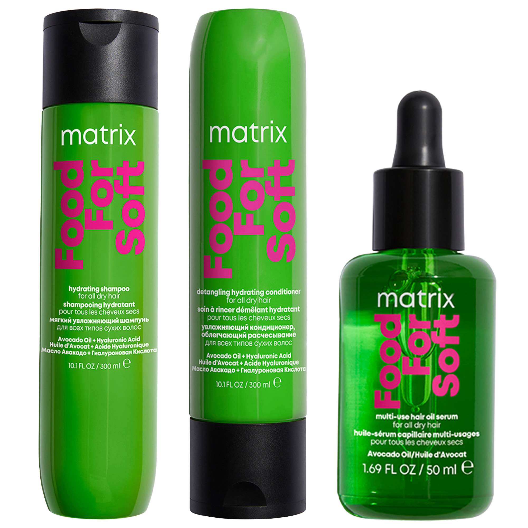 Matrix Trio: Food for Soft Shampoo 300ml, Conditioner and Hair Oil 50ml ...
