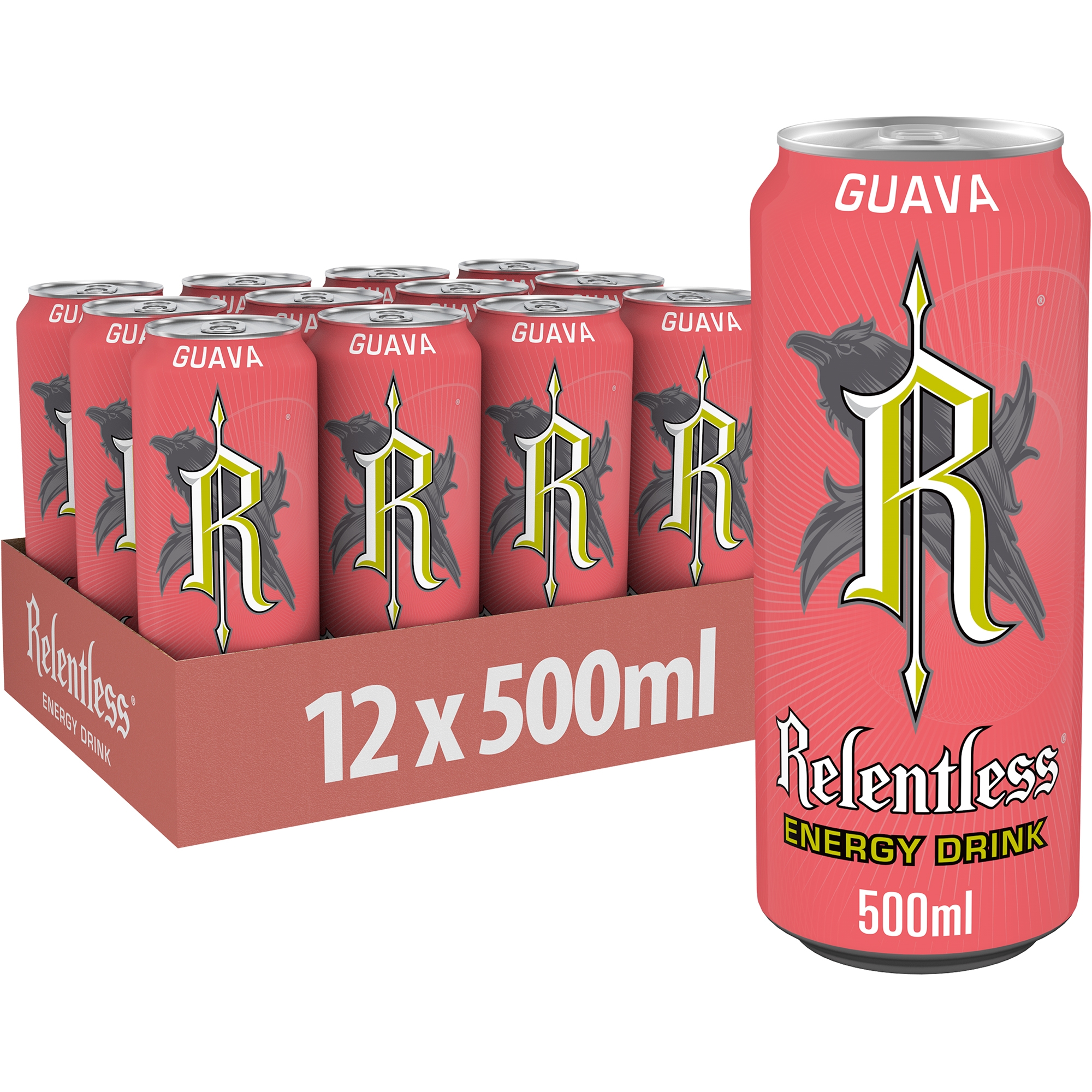Relentless Guava Energy Drink 12 x 500ml | Your Coca-Cola UK