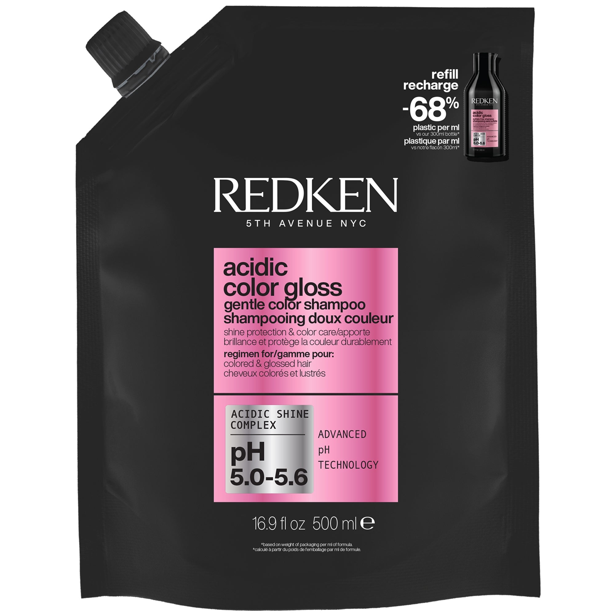 Redken Acidic Color Gloss Shampoo Refill Pouch 500ml | LOOKFANTASTIC