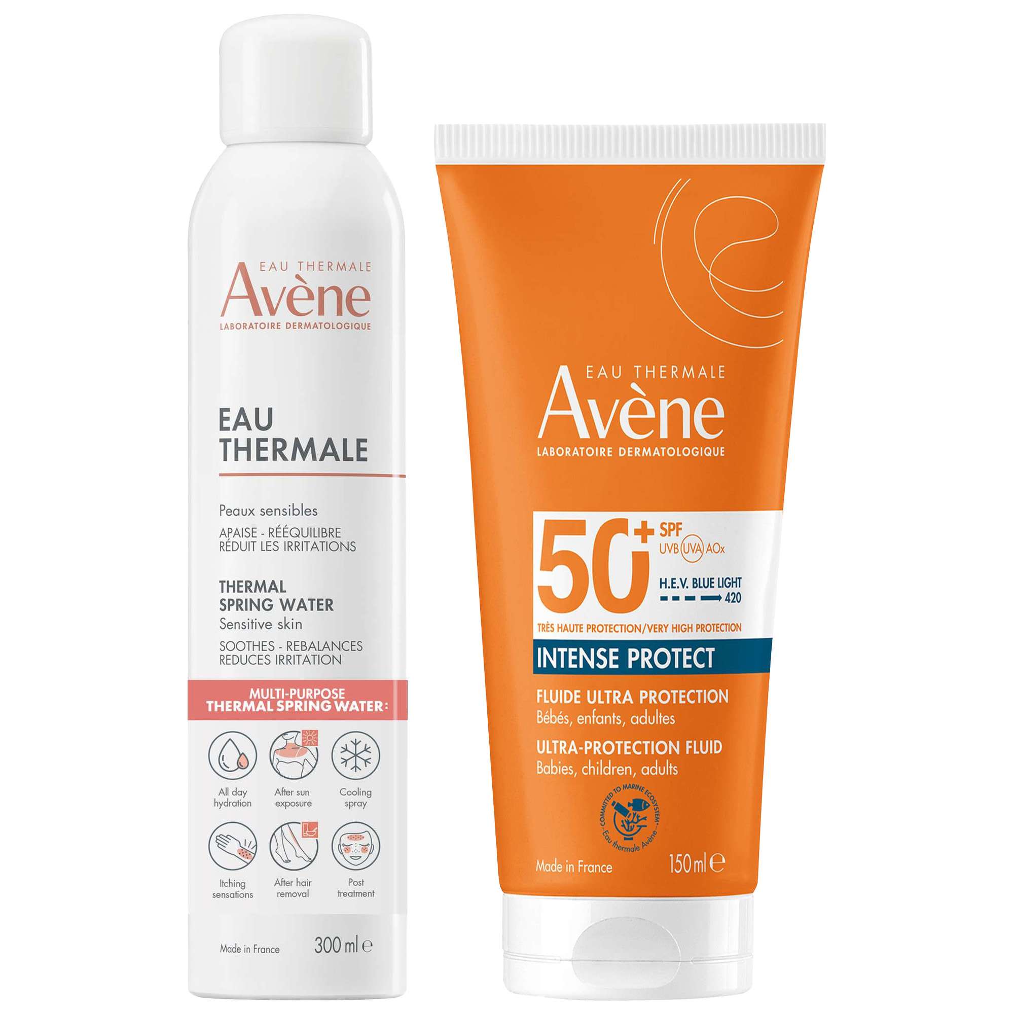 Avène Duo: Thermal Spring Water Spray 300ml, Intense Protect SPF50 ...