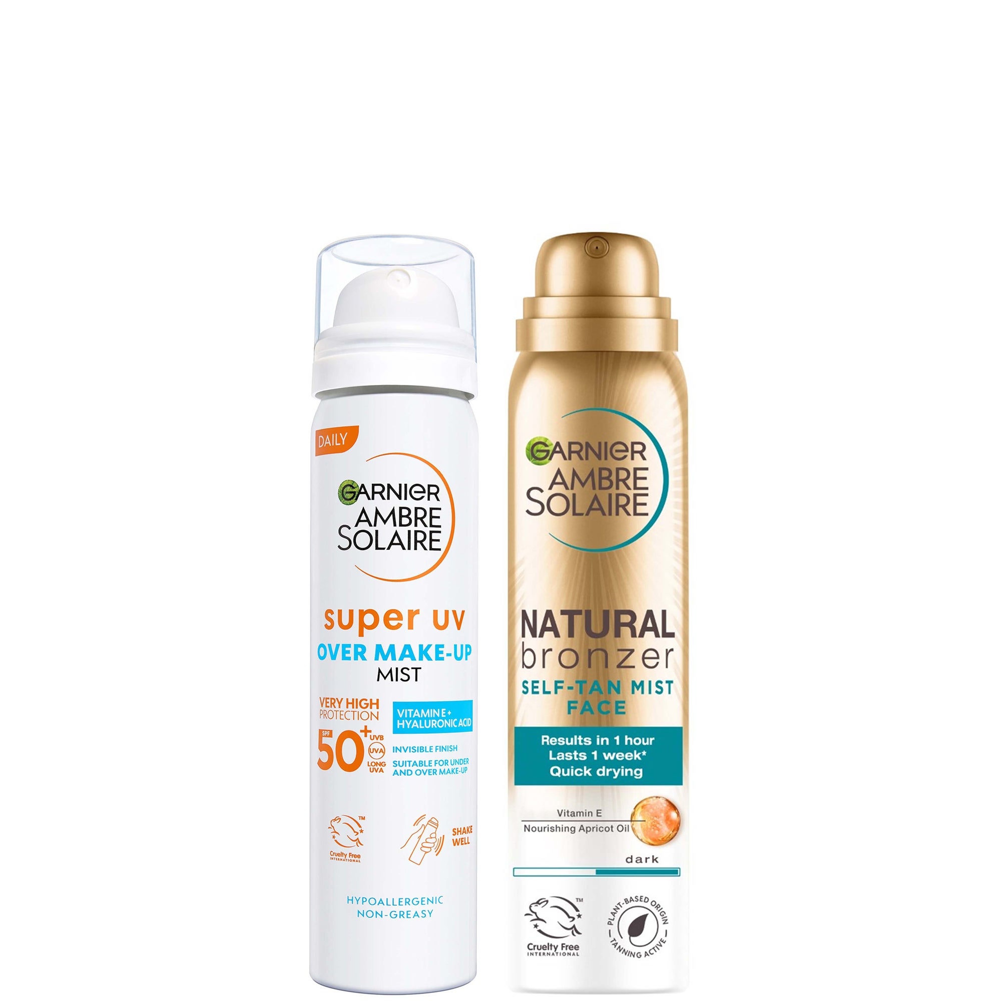 Garnier Ambre Solaire Face SPF50+ Mist and Self Tan Mist 75ml ...