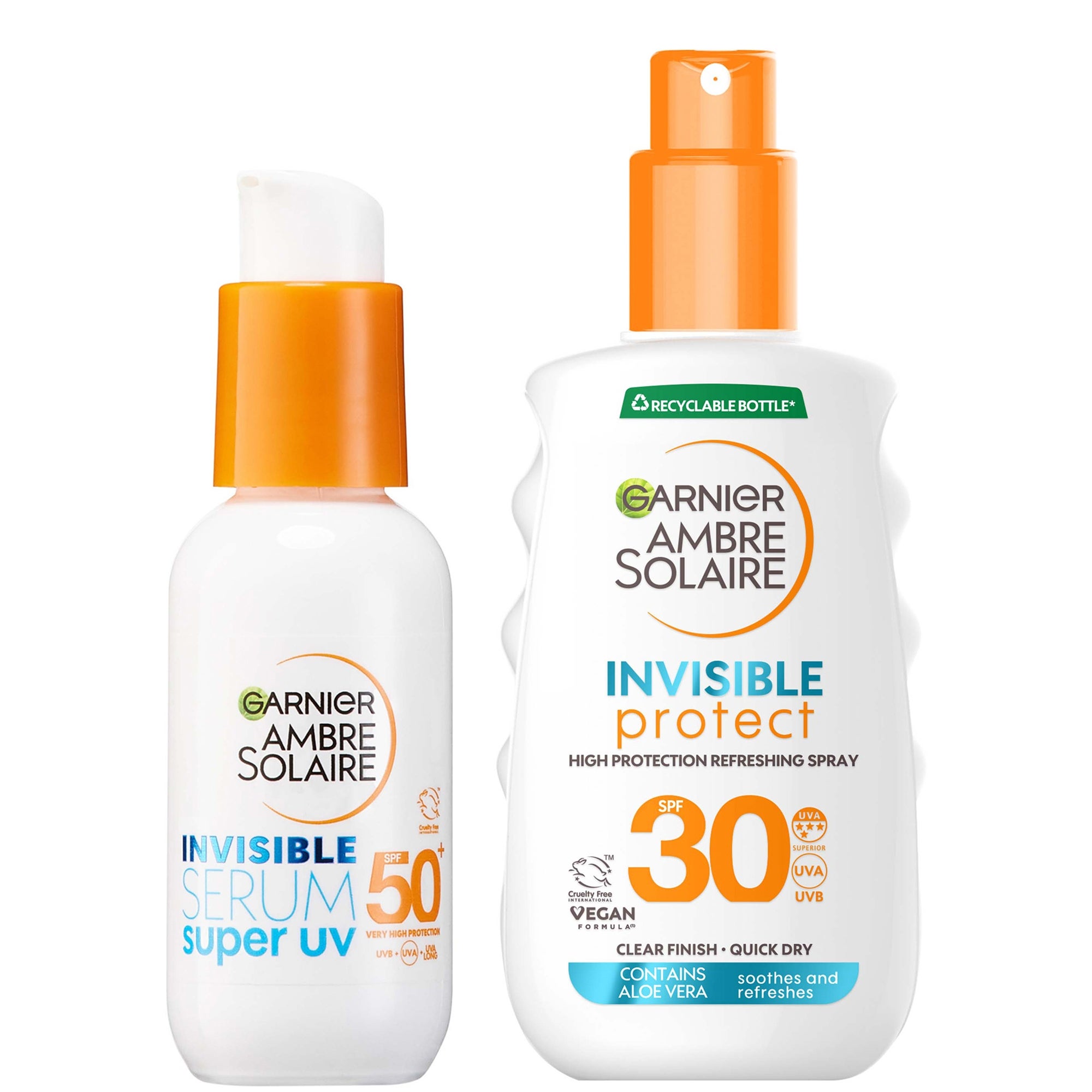 Garnier Ambre Solaire Invisible Sun Protection SPF Face & Body Bundle ...