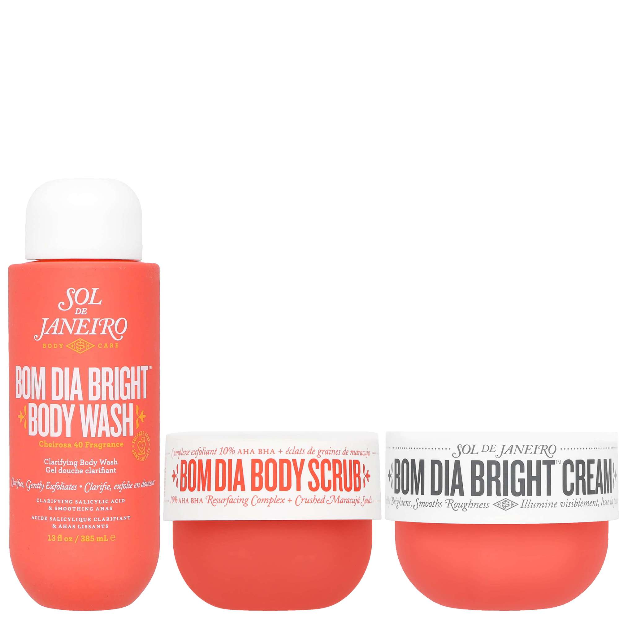Sol de Janeiro Trio: Bom Dia Body Scrub 220g, Body Wash 385ml & Bright ...