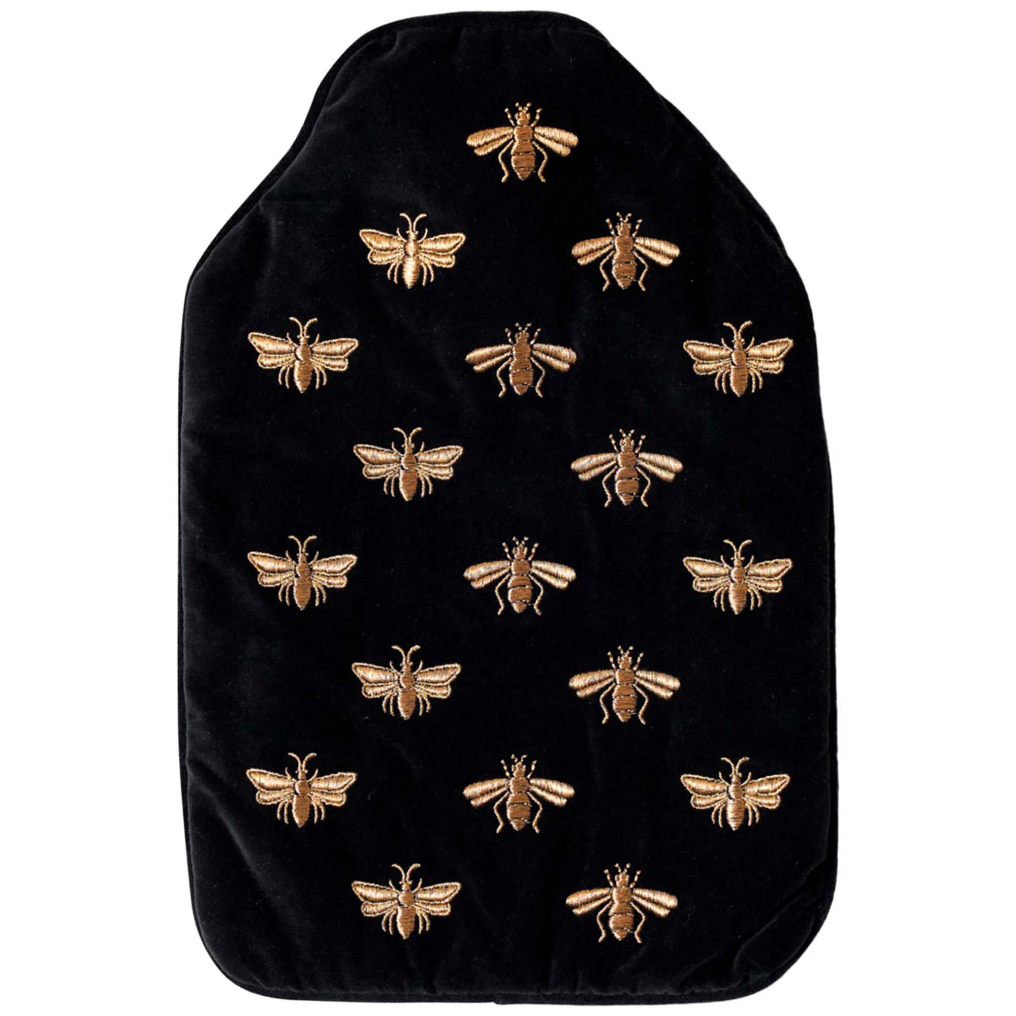 Elizabeth Scarlett Honey Bee Charcoal Velvet Hot Water Bottle ...