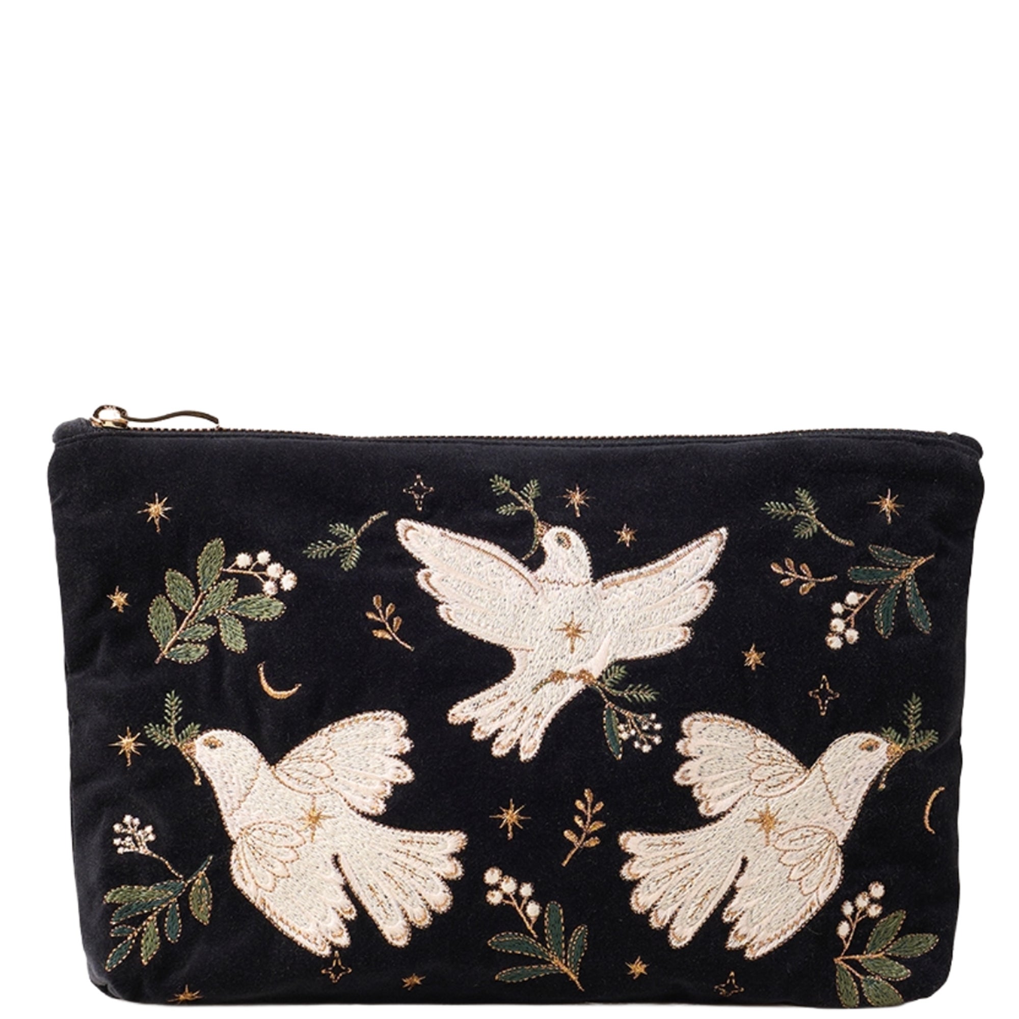 Elizabeth Scarlett Doves of Peace Velvet Everyday Pouch - Charcoal ...