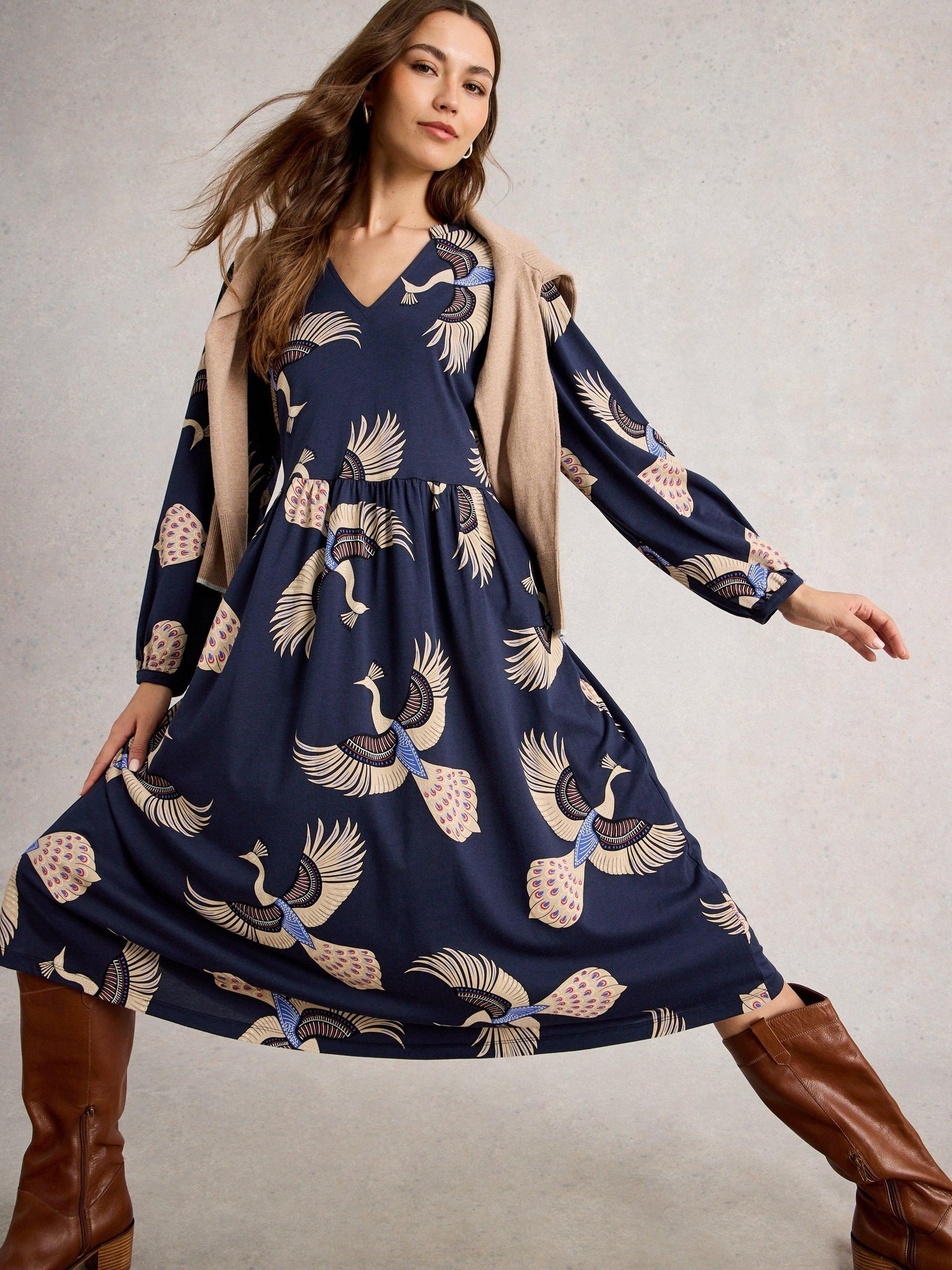 Robe En Jersey Leah - Navy Multi - 52/R | White Stuff