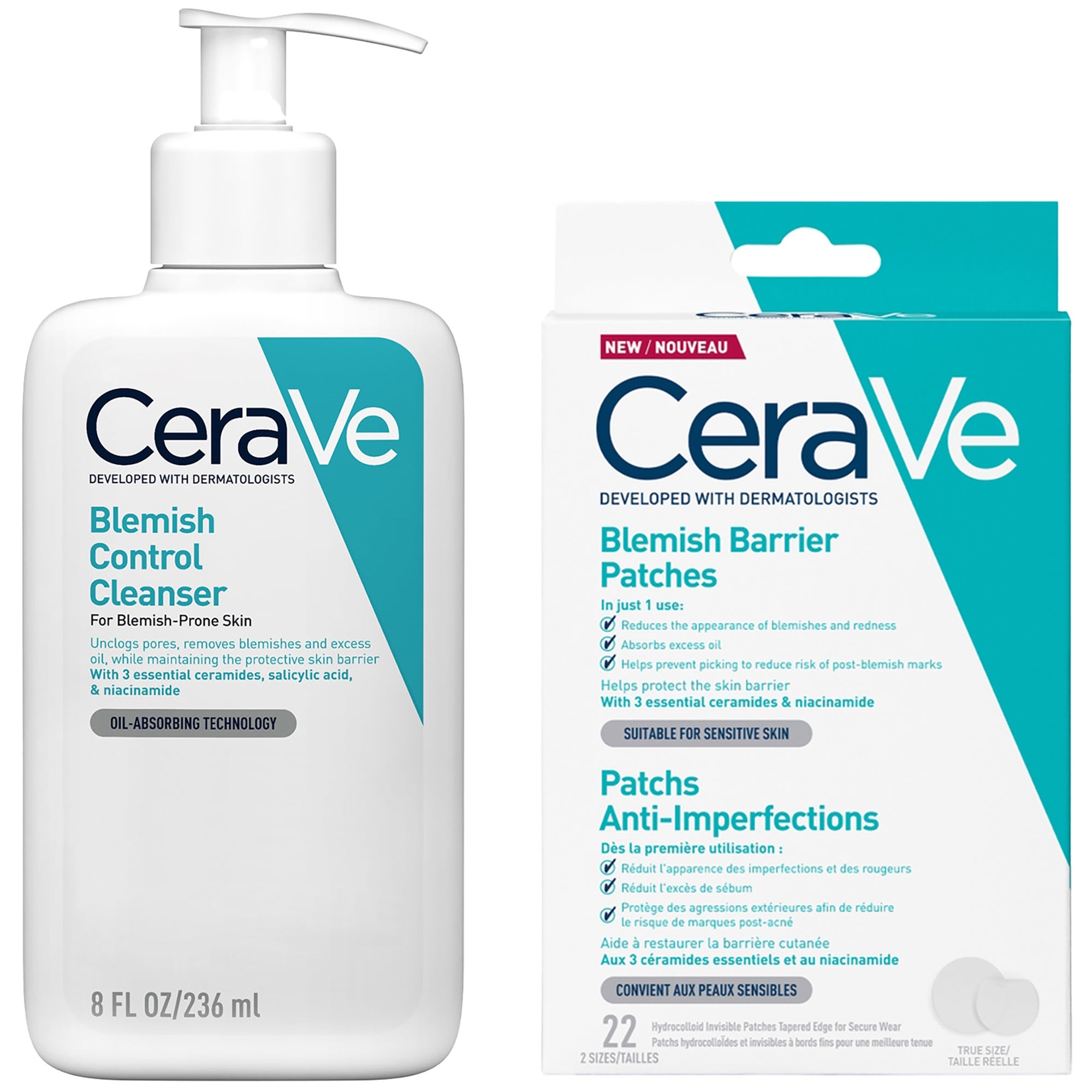 CeraVe Breakout SOS Routine: CeraVe Blemish Control Cleanser Face Wash ...
