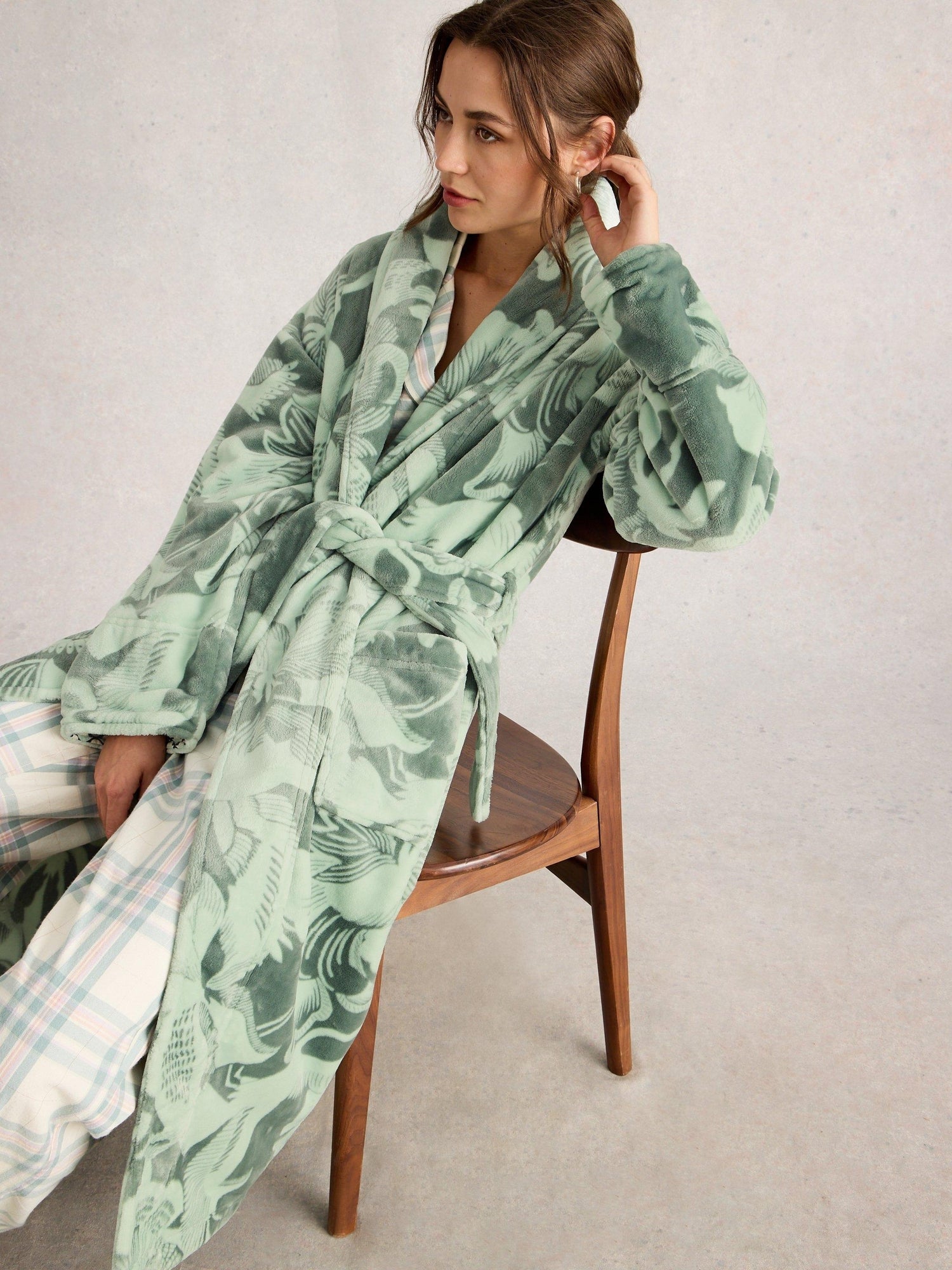 Robe De Chambre Imprimée Clover - Green Mlt - S | White Stuff