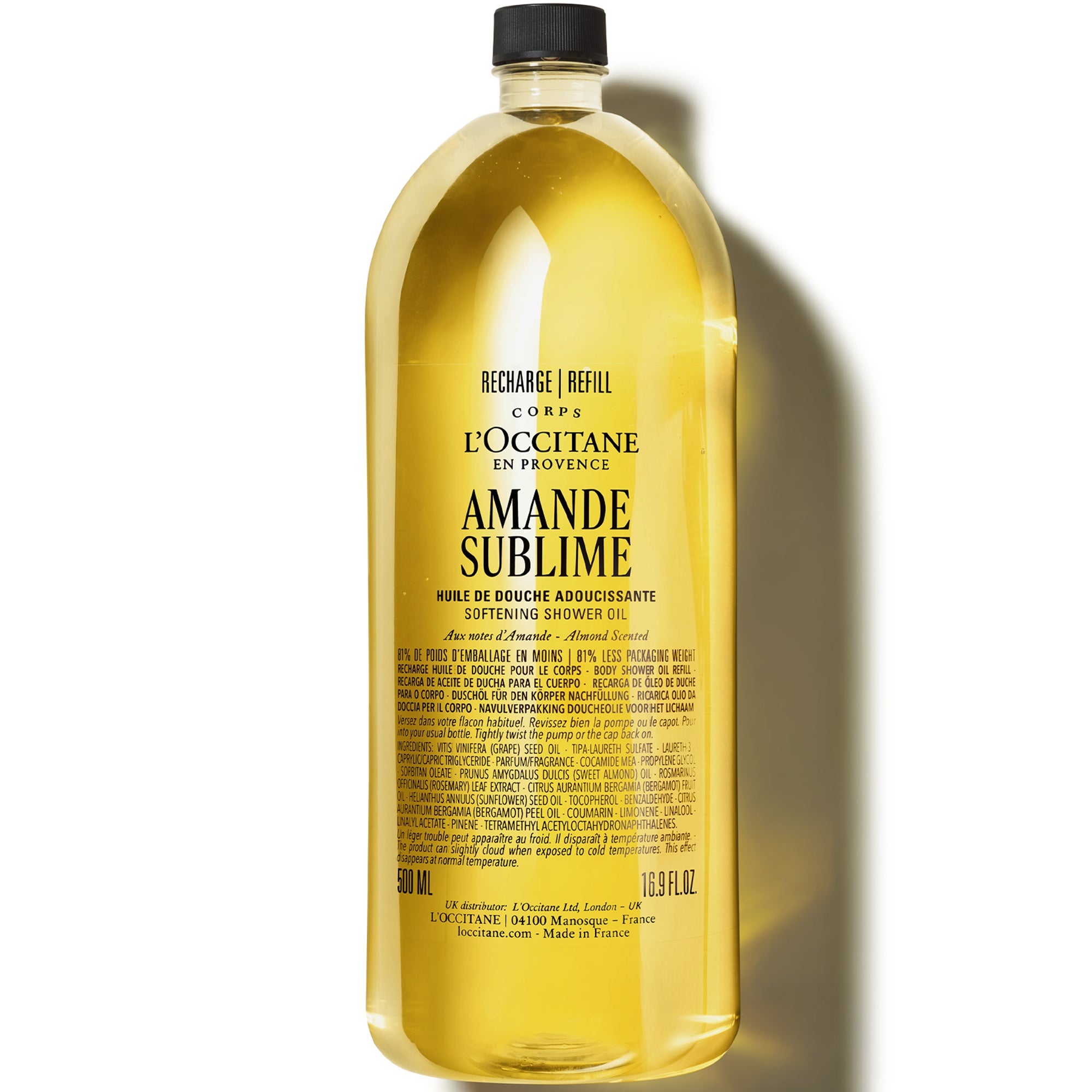 L'Occitane Amande (Almond) Refill Shower Oil 500ml | LOOKFANTASTIC