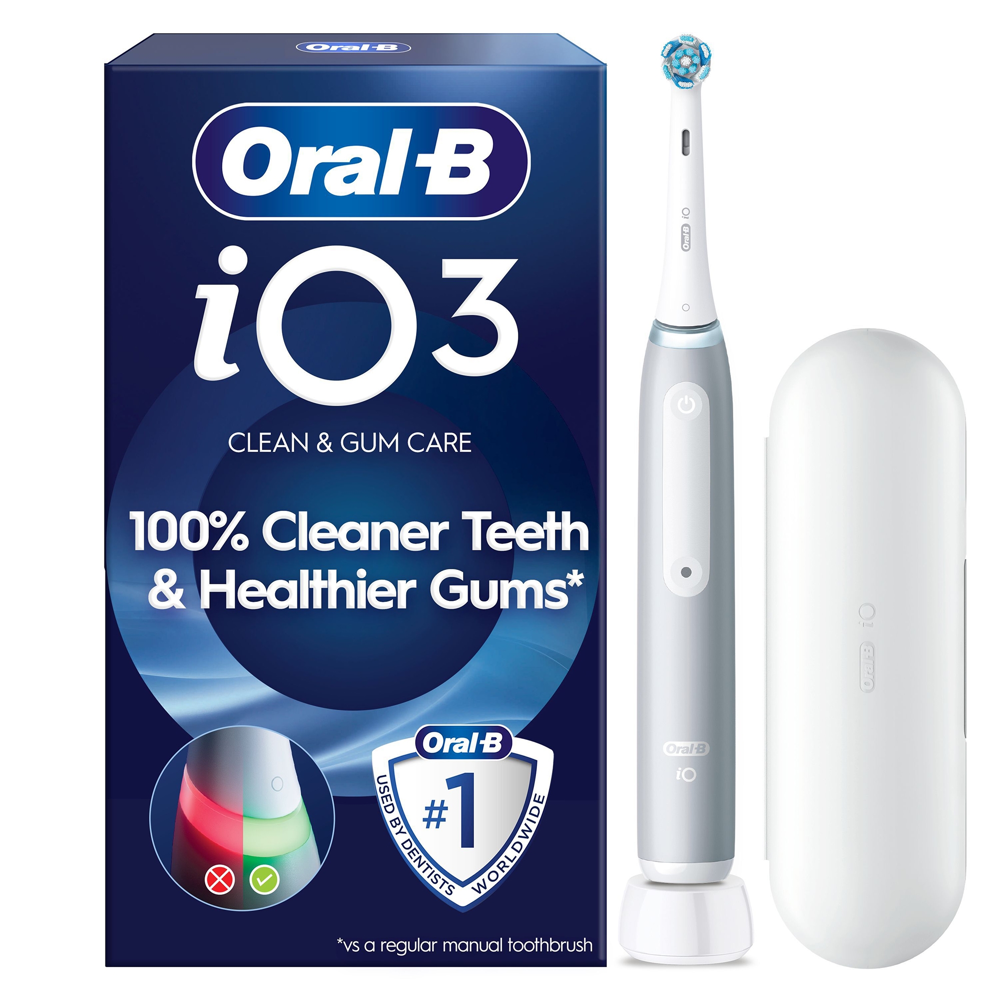 Oral-B iO 3 Electric Toothbrush, Grey, 1 Brush Head, Long-Lasting ...